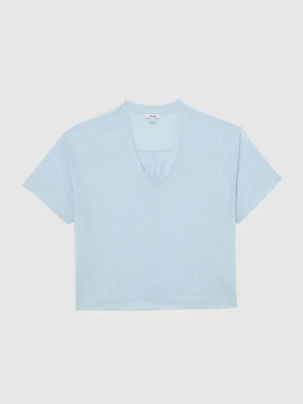 REISS Ember Linen V-neck T-shirt
