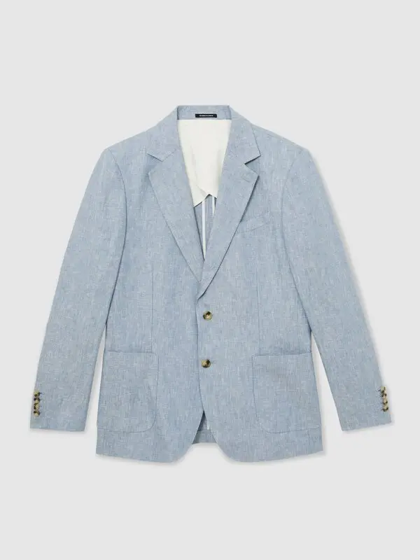 REISS Atlantic Tailored Fit Linen-twill Single-breasted Blazer Tailored-fit