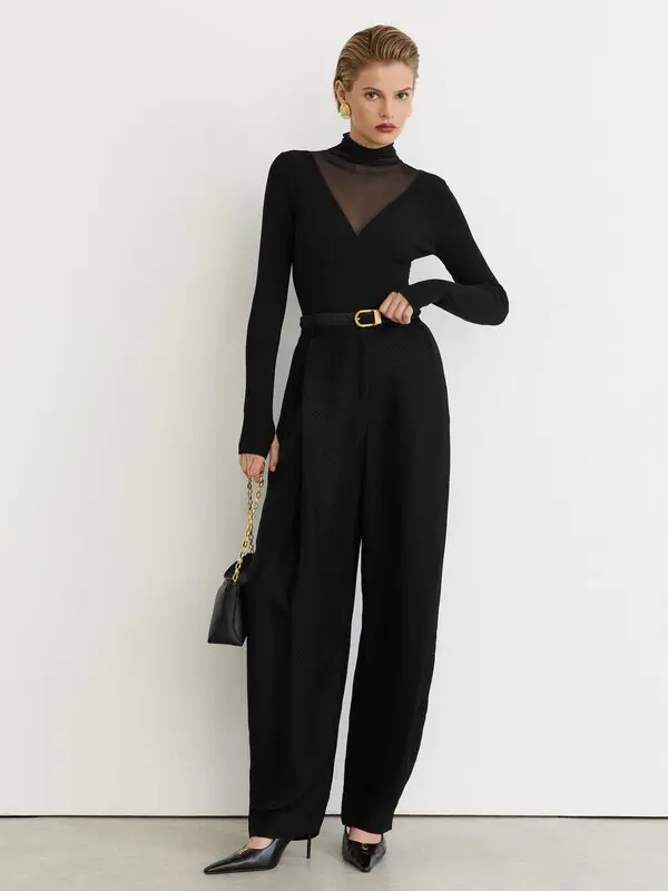 REISS Vanessa Sheer-panel Long-sleeve Top
