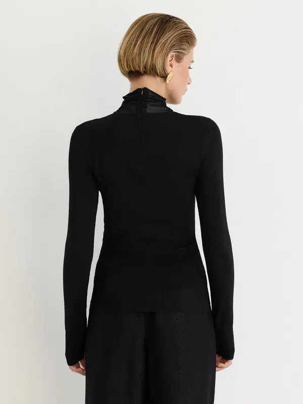 REISS Vanessa Sheer-panel Long-sleeve Top