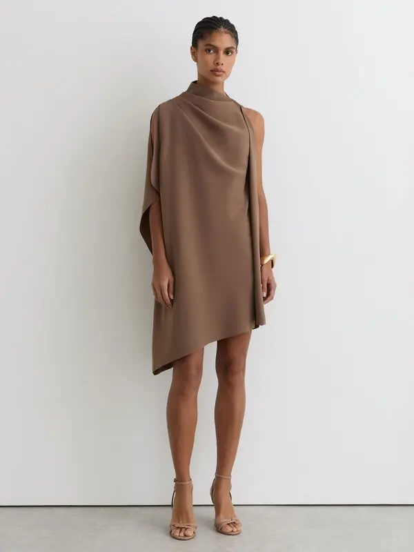 REISS Ellery One-shoulder Draped Mini Dress