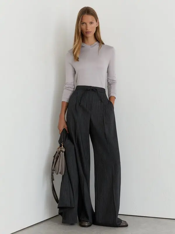 REISS Brody High V-neck Long-sleeve Top