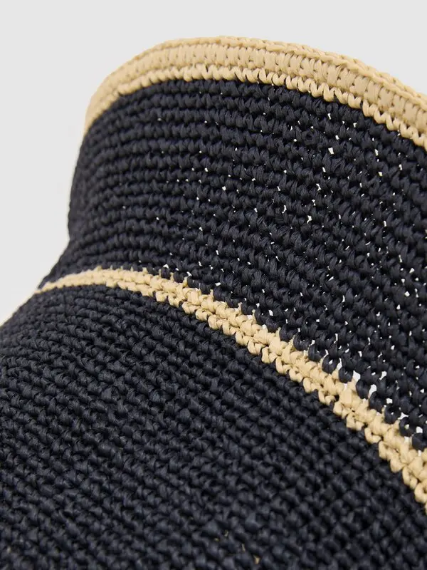 REISS Edith Tipped Straw-effect Bucket Hat