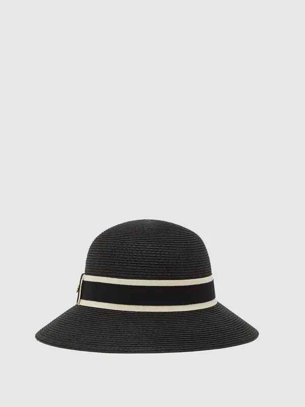 REISS Cindy Ribbon-trim Straw-effect Hat