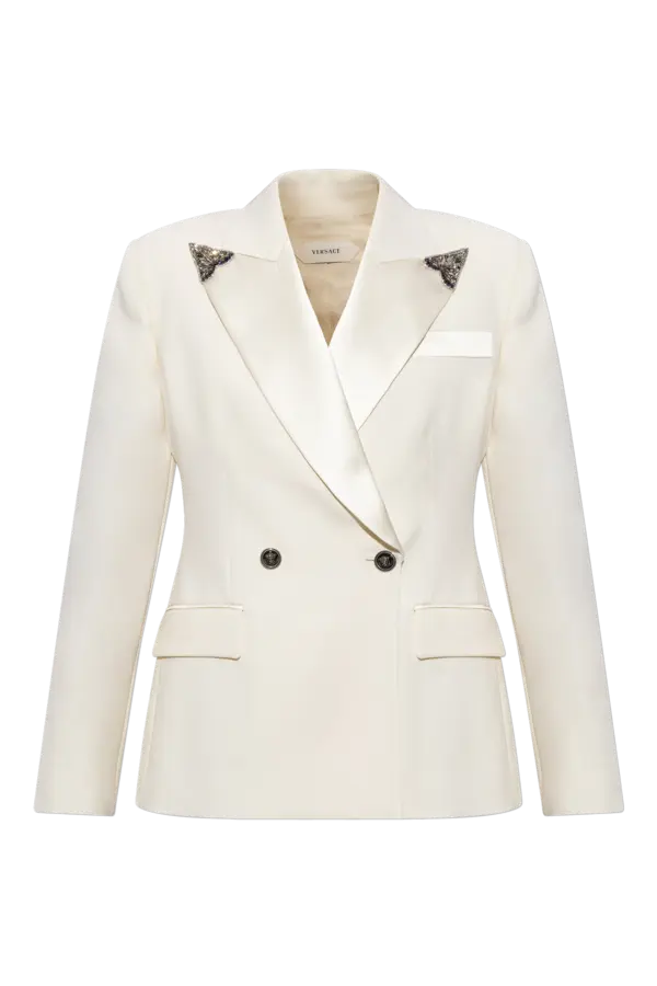 Versace Wool Blazer With Shimmering Embellishments