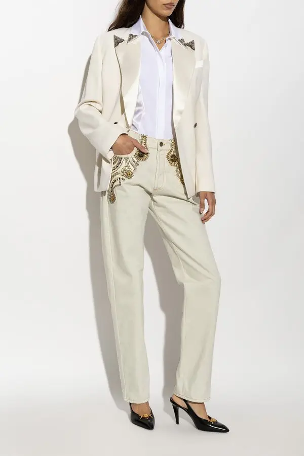 Versace Wool Blazer With Shimmering Embellishments