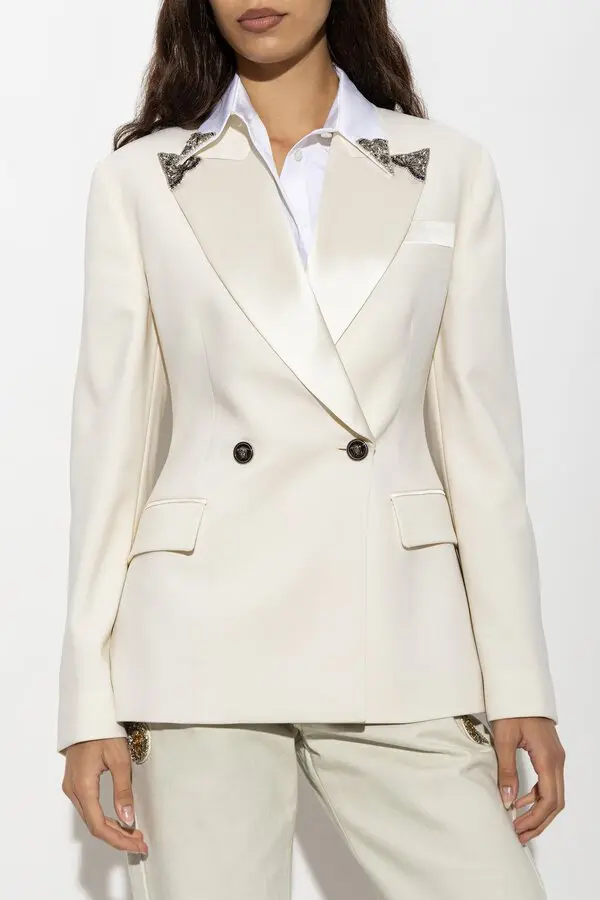 Versace Wool Blazer With Shimmering Embellishments