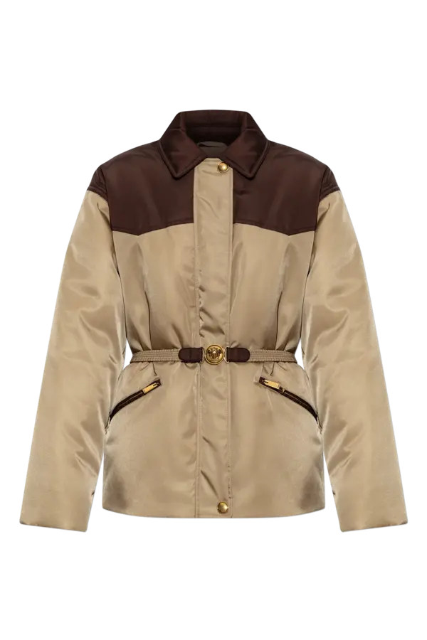 Versace Beige Belted Padded Jacket