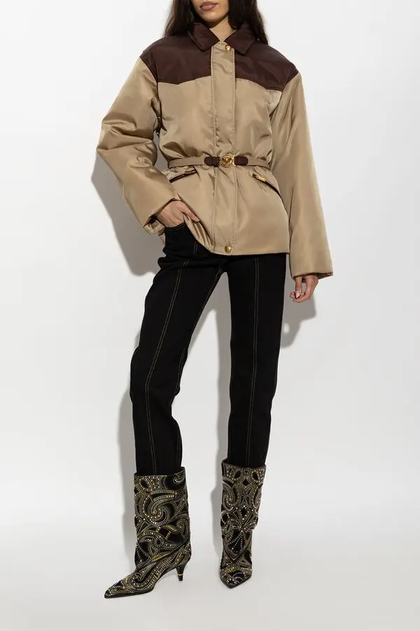 Versace Beige Belted Padded Jacket