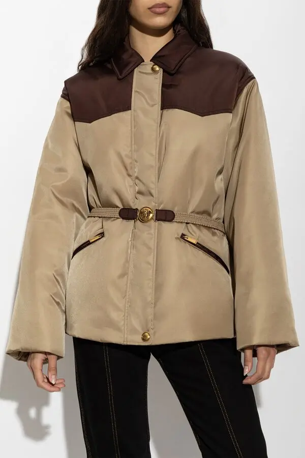 Versace Beige Belted Padded Jacket