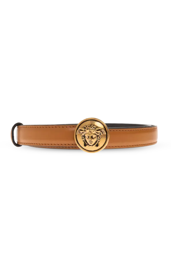 Versace Leather Skinny Belt By