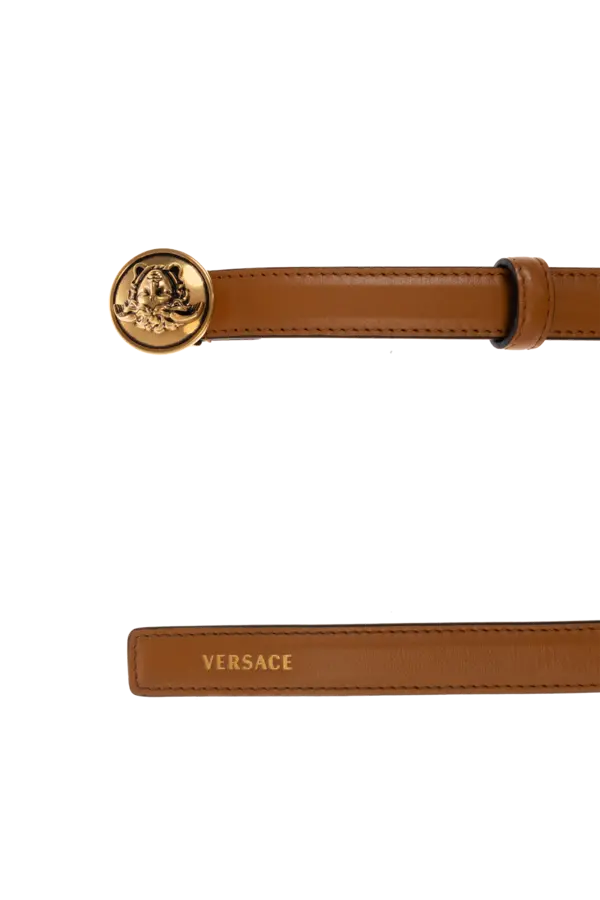 Versace Leather Skinny Belt By