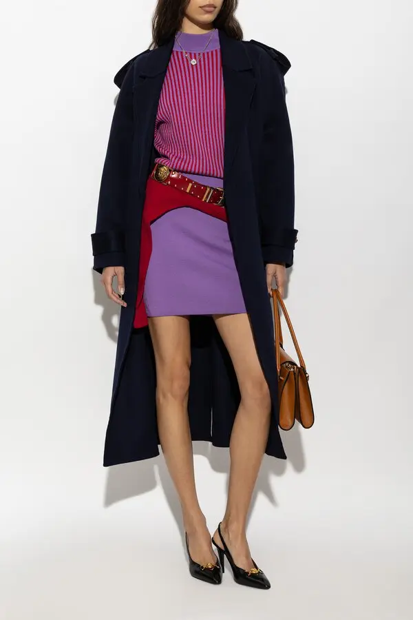 Versace Double-breasted Wool Trench Coat