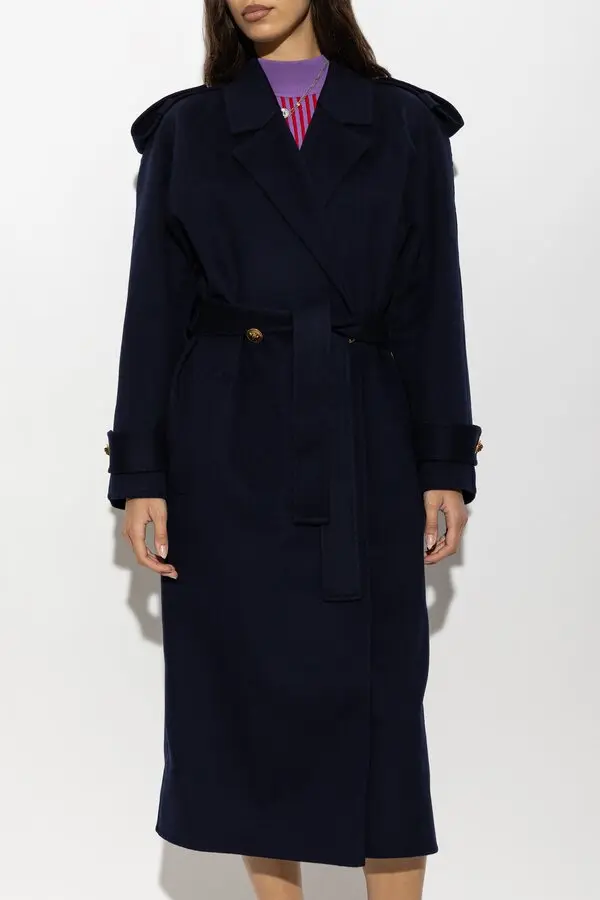 Versace Double-breasted Wool Trench Coat