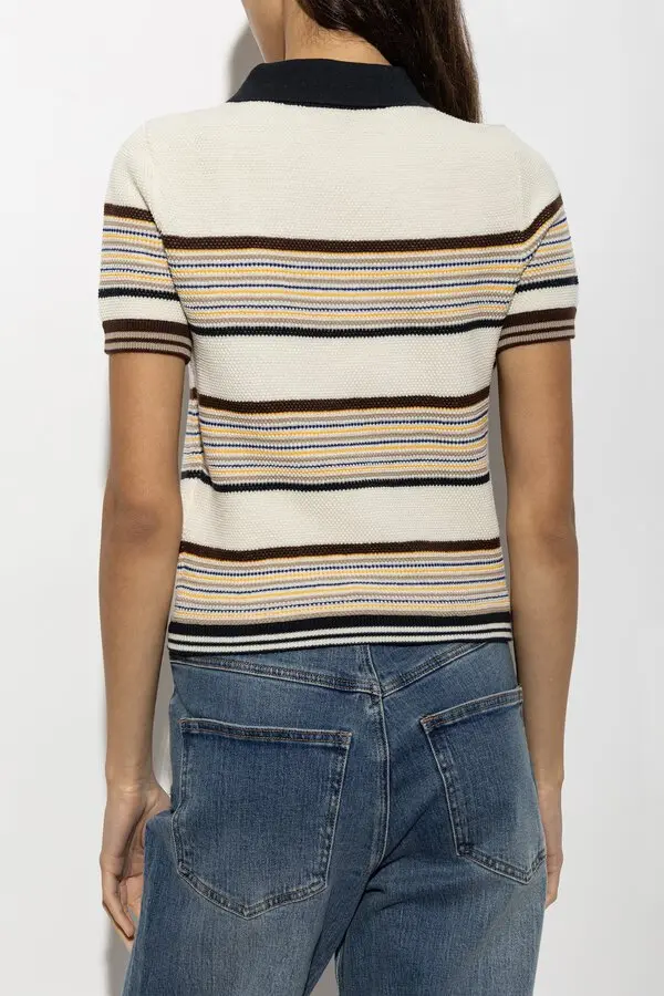 Casablanca Striped Pattern Polo Shirt