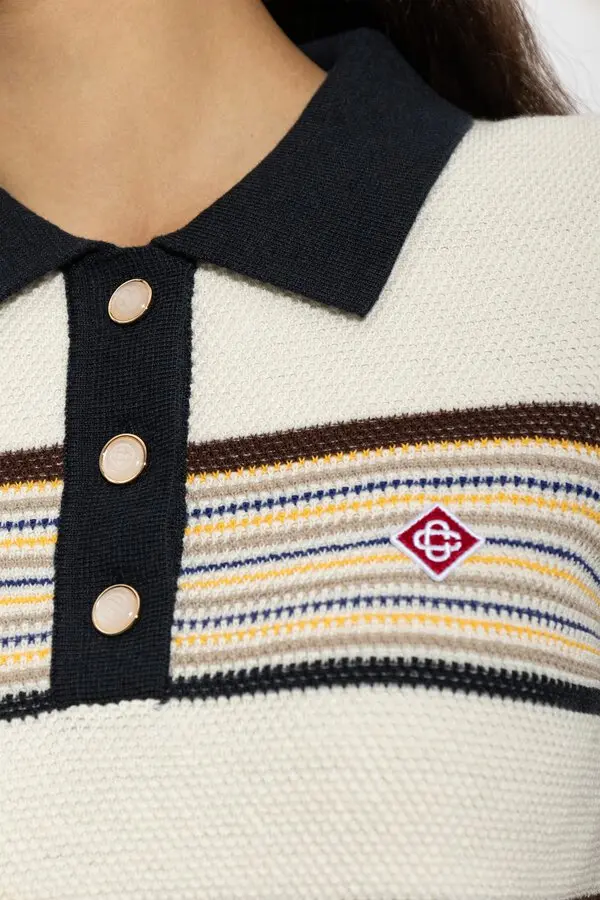 Casablanca Striped Pattern Polo Shirt