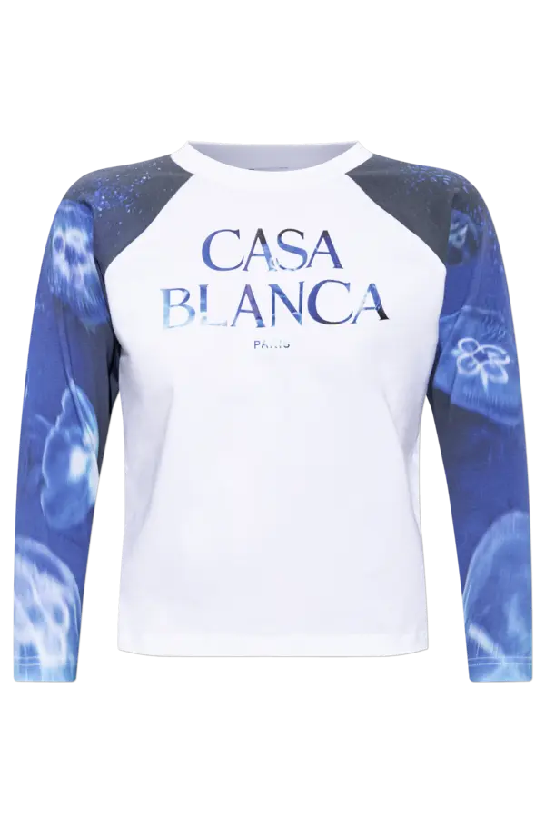 Casablanca Logo Print Top - White