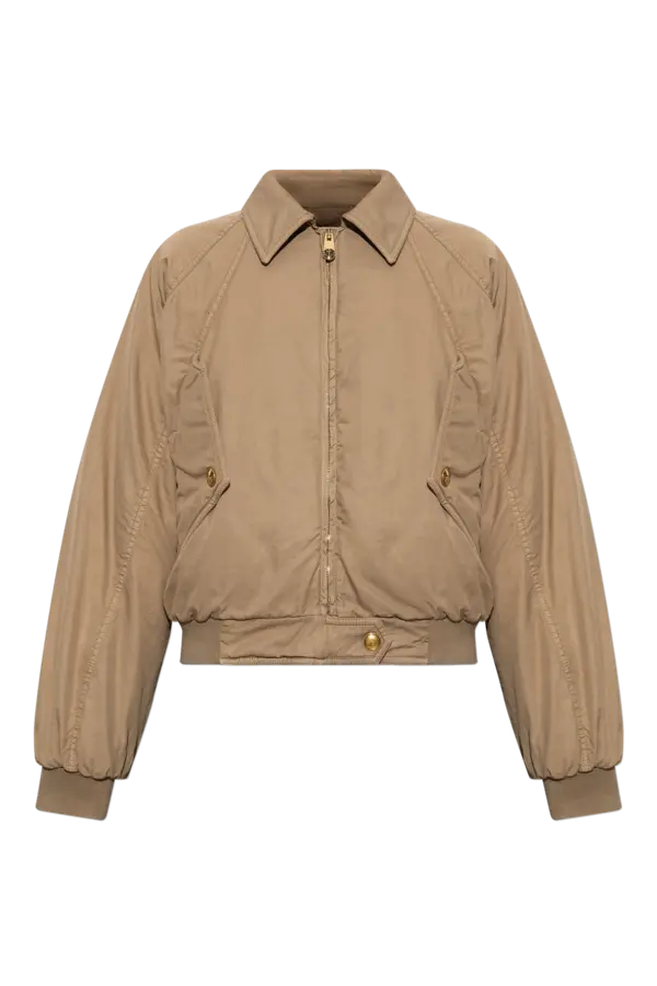 Versace Medusa Embroidered Padded Bomber Jacket - Brown