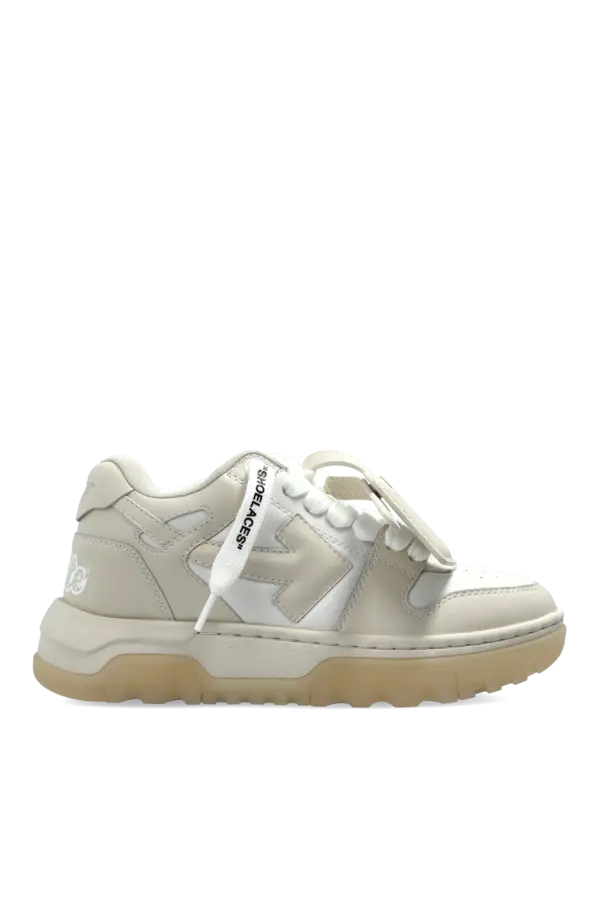 Off-White Ooo Chunky Varsity -white Low Top Sneakers By - Beige