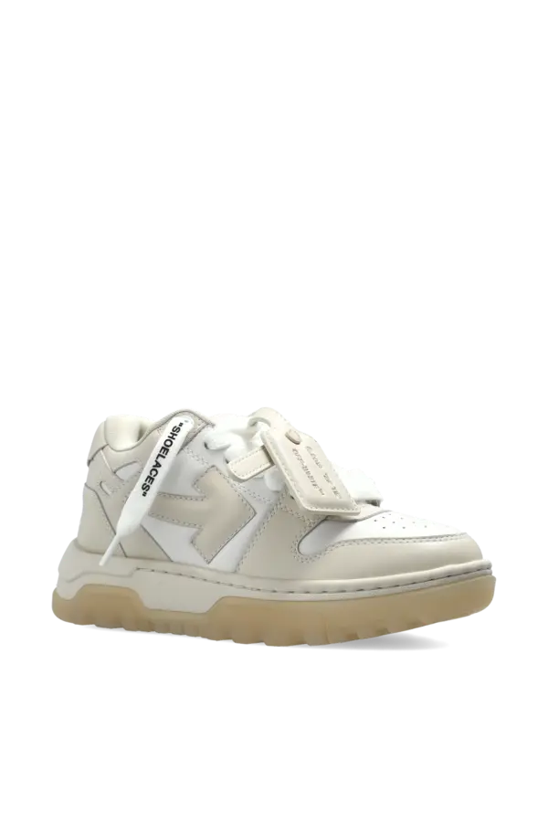 Off-White Ooo Chunky Varsity -white Low Top Sneakers By - Beige