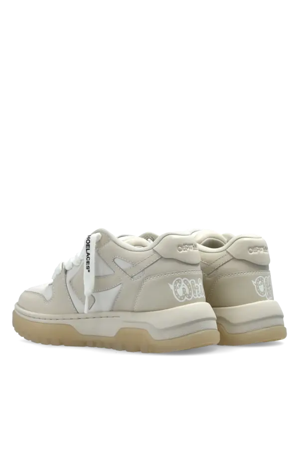 Off-White Ooo Chunky Varsity -white Low Top Sneakers By - Beige