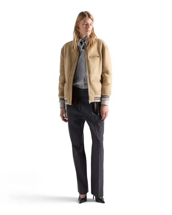 Prada Sheepskin Bomber Jacket - Neutral