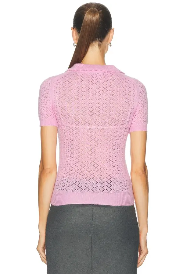 Miu Miu Cashmere Silk Pizzo Top In Pink