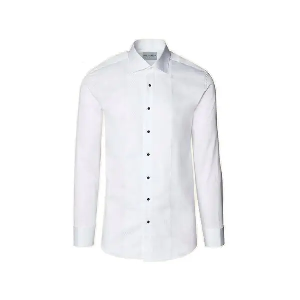 RON TOMSON Lurex Paneled Spread Collar Shirt