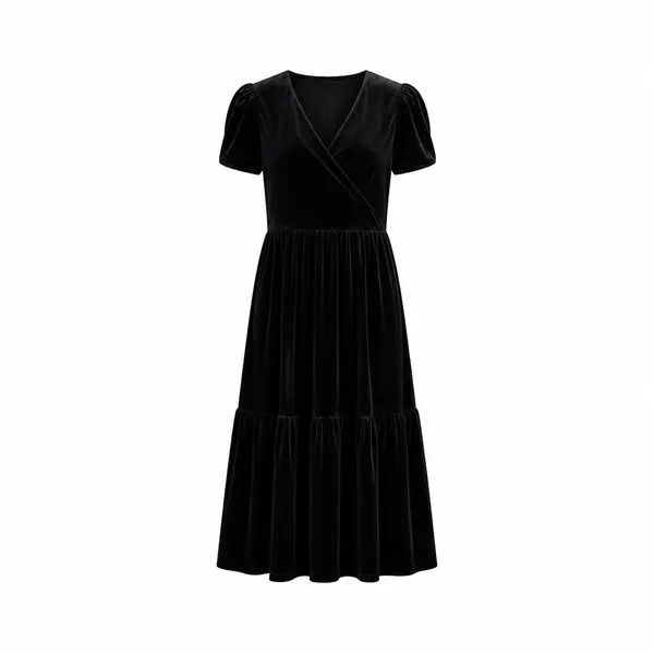 YUMI Velvet Midi Party Dress - Green
