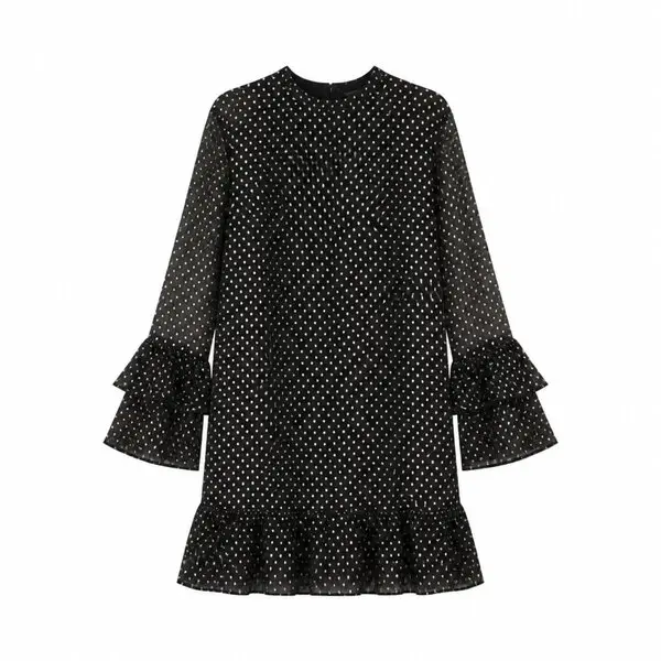 YUMI Foil Print Tunic With Flared Sleeves