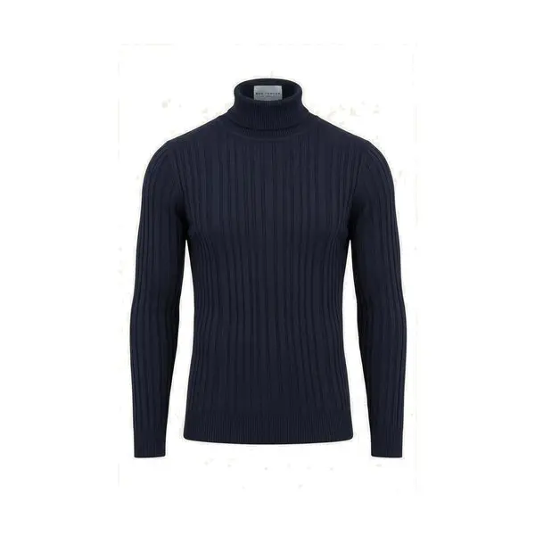 RON TOMSON Roll Neck Ribbed Sweater Navy - Blue