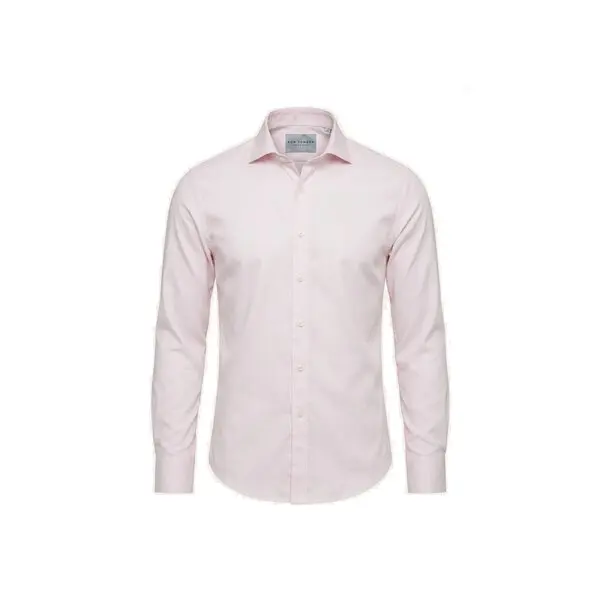 RON TOMSON Pure Cotton Spread Collar Fitted Dress Shirt Light - Pink