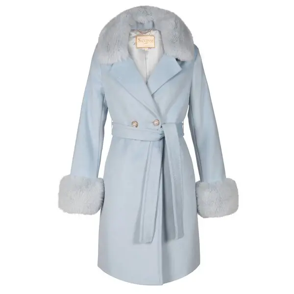 SANTINNI Rear Window 100% Cashmere & Wool Coat In Blu