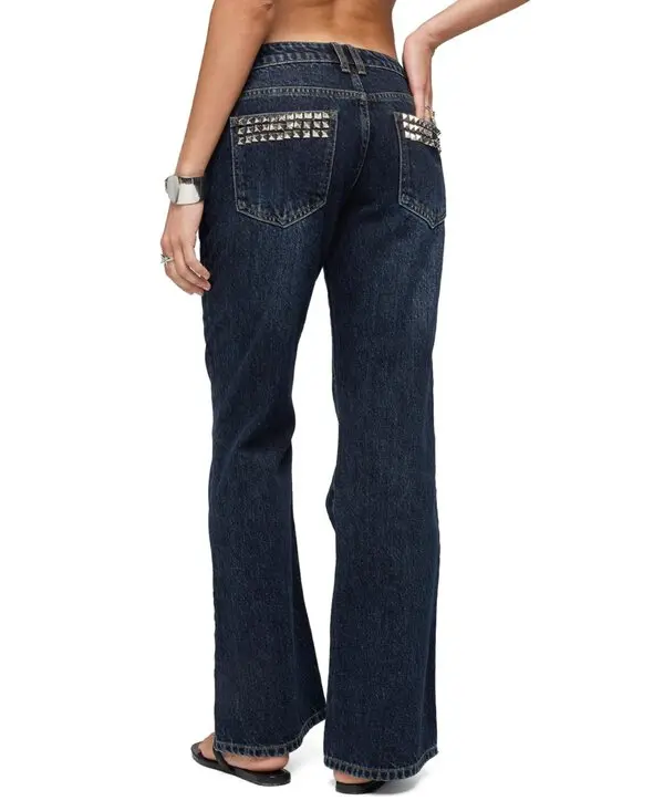EDIKTED Tyler Studded Low Rise Bootcut Jeans