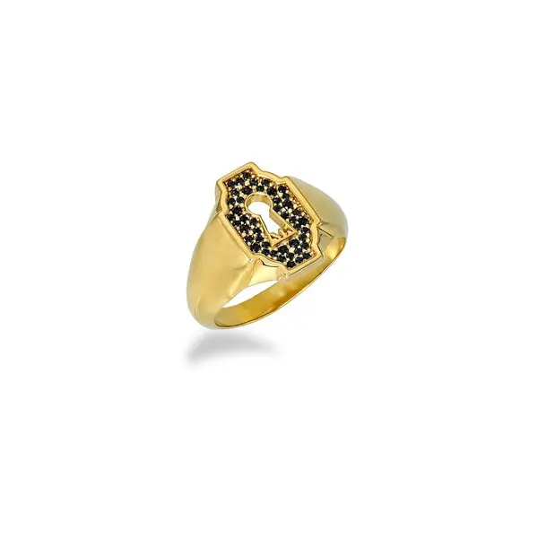 MYRTO KATRAMADOU JEWELLERY Black / Gold Unlocked Gold Plated Silver Ring Black