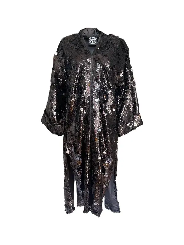 ANY OLD IRON Petal To The Metal Sequin Duster - Black