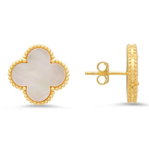 KYLIE HARPER Mother Of Pearl Clover Earrings - Gold