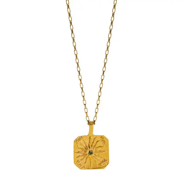 EBRU JEWELRY You Are The Sun Engraved Pendant Necklace - Gold