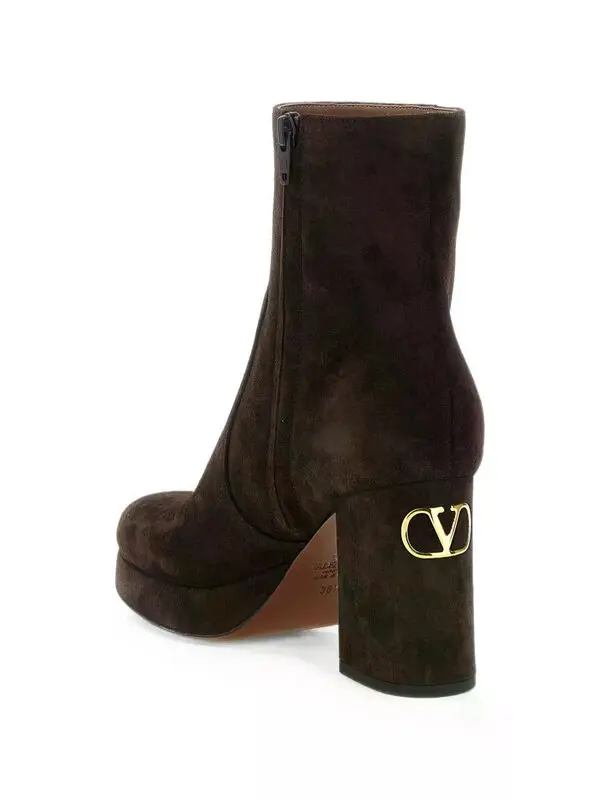 Valentino Garavani Fawcette Platform Ankle Boots In Split Leather 90mm