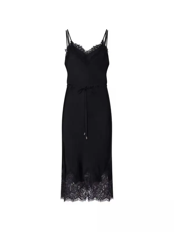 Liu Jo Midi Dress In Satin And Lace - Black