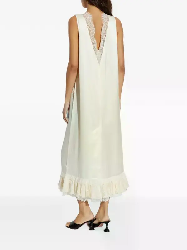GANNI Lace-insert Satin Midi Dress