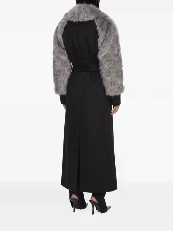 SRVC STUDIO Raven Faux-fur Trim Coat