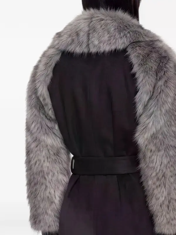 SRVC STUDIO Raven Faux-fur Trim Coat