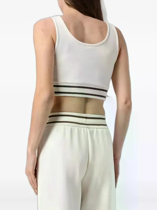 Emporio Armani Logo-embroidered Striped-trim Crop Top