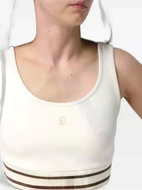 Emporio Armani Logo-embroidered Striped-trim Crop Top
