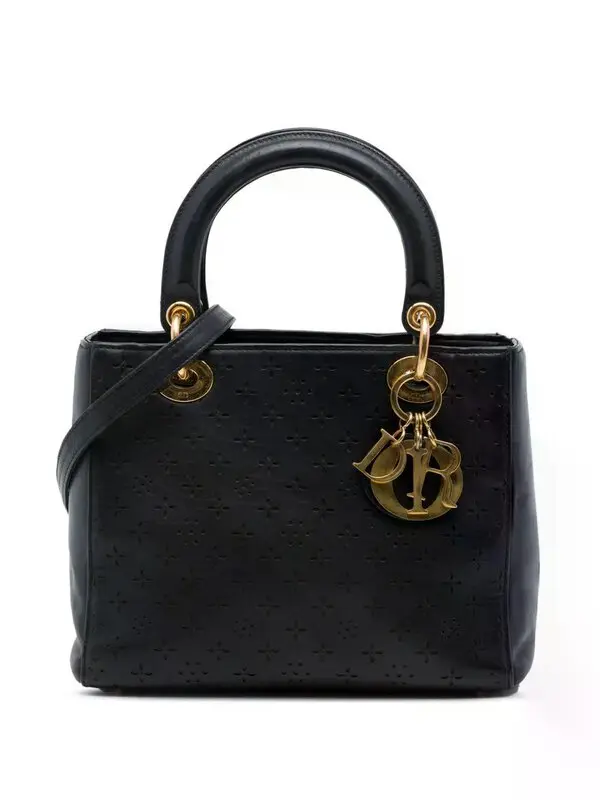 Dior 2007 Medium Perforated Calfskin Flower Lady Satchel