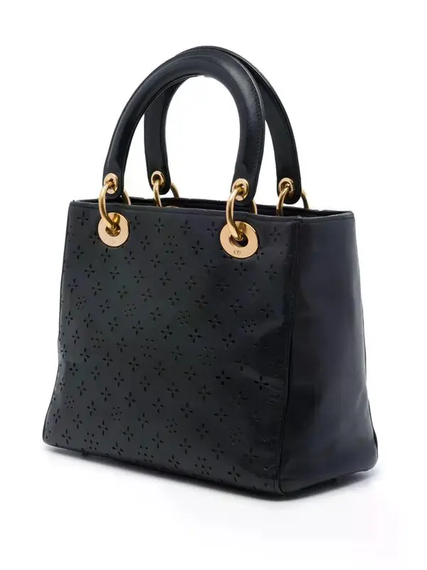 Dior 2007 Medium Perforated Calfskin Flower Lady Satchel