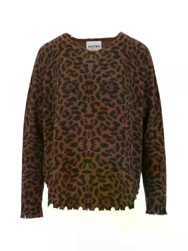 KUJTEN Melah Leopard-print Sweater - Brown