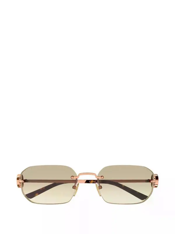 Gucci Logo-detail Crystal-embellished Sunglasses - Pink