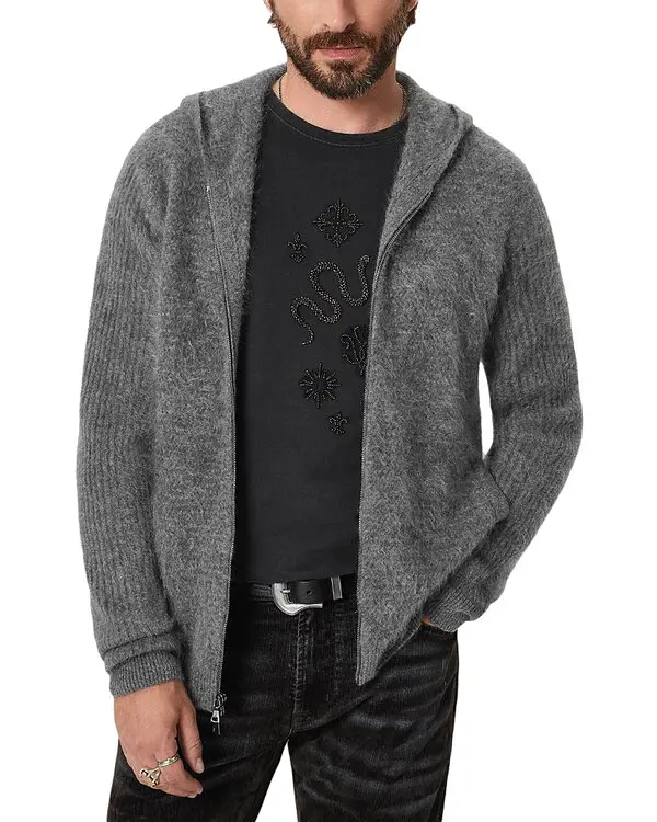 John Varvatos Stefano Cashmere Zip Hoodie - Charcoal